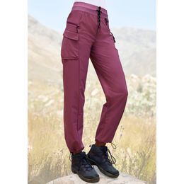 active by Lascana Trekkinghose LASCANA ACTIVE "Cargo Pants" Gr. 34, N-Gr, lila (mauve) Damen Hosen Wanderhosen Schlupfform