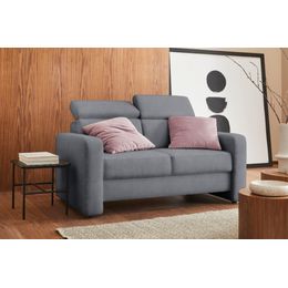 Sit & More 2-Sitzer SIT & MORE "Bologna", blau (blau, grau), B:153cm H:84cm T:93cm, Sofas, inklusive Kopfteilverstellung und Federkern
