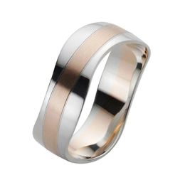 Trauring Firetti "Schmuck Geschenk Gold 375 Hochzeit Ehering "LIEBE"" Fingerringe Gr. 16,5, ohne Brillanten, Weißgold 375-Roségold 375, 8 mm, rosegold (weißgoldfarben, roségoldfarben) Trauringe Made in Germany, wahlweise mit oder ohne Brillant