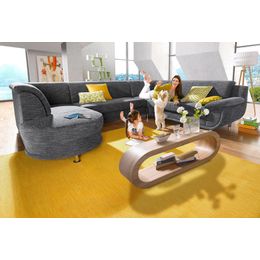 Wohnlandschaft Trendmanufaktur "Rondo, U-Form", grau (anthrazit), B:320cm H:85cm T:94cm, Softlux-Kunstleder;Primabelle-Microfaser;NaturLeder (handschuhweiches Rindsleder in Sitz und Rücken mit SOFTLUX-Kunstleder als Korpus-Bezug);Struktur (23% Polyacryl, 77% Polyester), Sofas, inkl.Federkern, wahlweise mit Bettfunktion