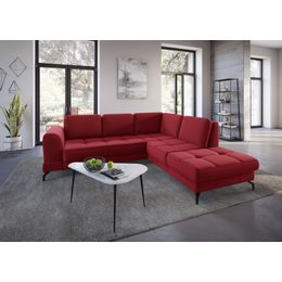 Sit & More Ecksofa SIT & MORE "Bendigo L-Form", rot, B:258cm H:84cm T:226cm, Sofas, Ecksofa, inklusive Sitztiefenverstellung, Bodenfreiheit 12 cm, in 2 Fu&szlig;farben
