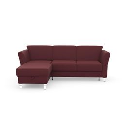 Sit & More Ecksofa SIT & MORE "Visby L-Form", rot (bordeaux), B:248cm H:87cm T:162cm, Sofas, Ecksofa, wahlweise mit Bettfunktion und Bettkasten, frei im Raum stellbar