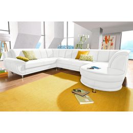 Wohnlandschaft Trendmanufaktur "Rondo, U-Form", weiß (altweiß), B:320cm H:85cm T:94cm, Softlux-Kunstleder;Primabelle-Microfaser;NaturLeder (handschuhweiches Rindsleder in Sitz und Rücken mit SOFTLUX-Kunstleder als Korpus-Bezug);Struktur (23% Polyacryl, 77% Polyester), Sofas, inkl.Federkern, wahlweise mit Bettfunktion