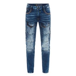 Cipo & Baxx Straight-Jeans CIPO & BAXX Gr. 32, Länge 34, blau Herren Jeans in ausgefallenem Look