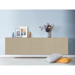 Sideboard HAMMEL FURNITURE "Mistral, Hochwertig Schrank, hängend/stehend montierbar" Sideboards Gr. B/H/T: 220 cm x 61 cm x 42 cm, 3, beige Sideboards mit Türen und Schubladen, B: 220 cm, anpassungsbar Designmöbel