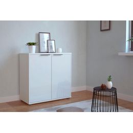 Hochkommode Wiemann "Monaco" Sideboards Gr. B/H/T: 80 cm x 70 cm x 43 cm, weiß (weiß, glas weiß) Türkommode mit Glasfront, vormontiert