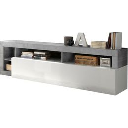 Lowboard Inosign "Hamburg, TV-Bank" Sideboards Gr. B/H/T: 210 cm x 58 cm x 42 cm, weiß (weiß, beton, optik) Lowboards Breite 210 cm