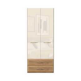 Kleiderschrank Home Affaire "Gala", beige (beige, pacific walnut), B:92cm H:224cm T:56cm, Spanplatte, MDF, Schränke, UV lackiert, kratzfest, hochglänzend, Soft-Close Funktion