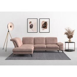 Sit & More Ecksofa SIT & MORE "Cabana L-Form", rosa (altrosa), B:303cm H:84cm T:244cm, 95% Polyester, 5% Polyamid, Sofas, Ecksofa, Ottomane, wahlweise mit Sitztiefen-,Armlehnen- und Kopfteilfunktion