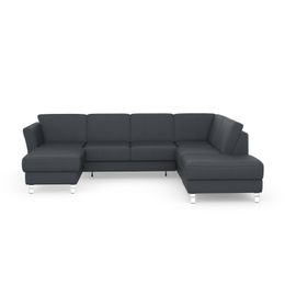 Sit & More Wohnlandschaft SIT & MORE "Visby U-Form", grau (dunkelgrau), B:303cm H:87cm T:213cm, Sofas, Wohnlandschaft, Wahlweise mit Bettfunktion und Stauraum, frei im Raum stellbar