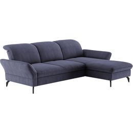 Sit & More Ecksofa SIT & MORE "Leandro L-Form", blau (tiefblau), B:267cm H:88cm T:200cm, 90% Polyester, 10% Polyamid, Sofas, Ecksofa, Wahlweise mit Bett-, Kopfteil - und Armlehnfunktion, sowie Bettkasten