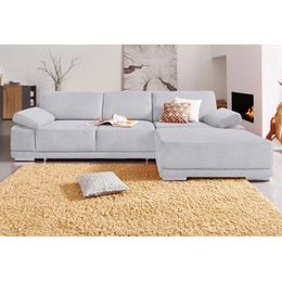 Sit & More Ecksofa SIT & MORE "Coria L-Form", silber, B:282cm H:80cm T:162cm, Kunstleder SOFTLUX;Struktur ( 100% Polyester);Struktur fein ( 90% Polyester; 10% Polyamid);Luxus-Microfaser ALTARA NUBUCK (100% Polyester), Sofas, Ecksofa, mit XL-Recamiere, wahlweise mit Bettfunktion