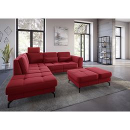 Sit & More Ecksofa SIT & MORE "Bendigo L-Form", rot, B:258cm H:84cm T:226cm, Sofas, Ecksofa, inklusive Sitztiefenverstellung, Bodenfreiheit 12 cm, in 2 Fu&szlig;farben