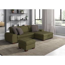 Sit & More Ecksofa SIT & MORE "Luxor L-Form", gr&uuml;n (olive), B:275cm H:82cm T:173cm, Luxus-Microfaser ALTARA NUBUCK (100% Polyester);Soft clean (98% Polyester, 2% Polyamid);Struktur fein (100% Polyester), Sofas, Ecksofa, wahlweise mit Bettfunktion, Bettkasten und Kopfteilverstellung