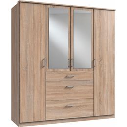 Kleiderschrank wimex "Click" Schränke Gr. B/H/T: 180 cm x 199 cm x 58 cm, 4 St., braun (struktureichefarben hell) Drehtürenschrank Kleiderschrank Drehtürenschränke Schränke mit Spiegel