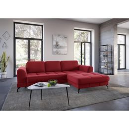 Sit & More Ecksofa SIT & MORE "Bendigo L-Form", rot, B:284cm H:84cm T:175cm, Sofas, Ecksofa, inklusive Sitztiefenverstellung, Bodenfreiheit 12 cm, in 2 Fu&szlig;farben