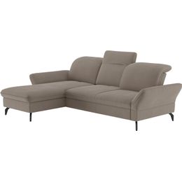Sit & More Ecksofa SIT & MORE "Leandro L-Form", grau (elephant), B:267cm H:88cm T:200cm, 100% Polyester, Sofas, Ecksofa, Wahlweise mit Bett-, Kopfteil - und Armlehnfunktion, sowie Bettkasten