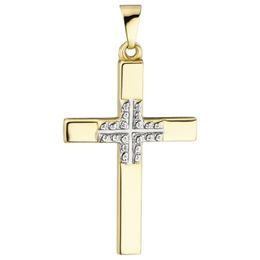 Kreuz-Anhänger Jobo "Anhänger Kreuz" Schmuckanhänger Gr. Gelbgold 375, gelb (gelbgold 375) Damen Anhänger 375 Gold