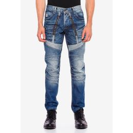 Cipo & Baxx Bequeme Jeans CIPO & BAXX Gr. 31, Länge 34, blau Herren Jeans mit trendigen Zierelementen