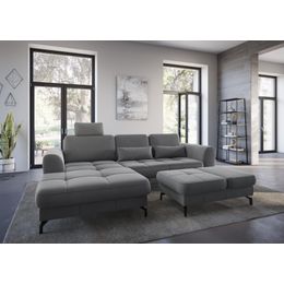 Sit & More Ecksofa SIT & MORE "Bendigo L-Form", grau (hellgrau), B:284cm H:84cm T:175cm, Sofas, Ecksofa, inklusive Sitztiefenverstellung, Bodenfreiheit 12 cm, in 2 Fu&szlig;farben