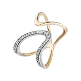 Diamantring Jobo Fingerringe Gr. 52, P1 = bei 10-facher Vergrößerung erkennbare Einschlüsse, Gelbgold 585-Diamanten, gelb (gelbgold 585) Damen 585 Gold mit 36 Diamanten