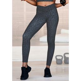 active by Lascana Leggings LASCANA ACTIVE Gr. 40/42, N-Gr, bunt (grau, schwarz, leo) Damen Hosen mit allover Druck