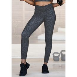 active by Lascana Leggings LASCANA ACTIVE Gr. 48/50, N-Gr, bunt (grau, schwarz, leo) Damen Hosen Sport Leggings mit allover Druck