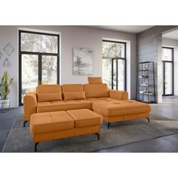 Sit & More Ecksofa SIT & MORE "Bendigo L-Form", gelb (curry), B:284cm H:84cm T:175cm, Sofas, Ecksofa, inklusive Sitztiefenverstellung, Bodenfreiheit 12 cm, in 2 Fu&szlig;farben