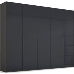 Drehtürenschrank Rauch "Purisma" Schränke Gr. B/H/T: 251 cm x 223 cm x 60 cm, 5 St., grau (graphit, glas basalt) mit Glasfront und umfangreicher Innenausstattung