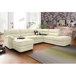 Wohnlandschaft COTTA "Royale U-Form", beige (creme), B:316cm H:90cm T:93cm, Luxus-Kunstleder, frei im Raum stellbar;Luxus-Microfaser (100% Polyester), frei im Raum stellbar;NaturLEDER (echtes Rindsleder) in Sitz und Rücken. Die Rückseiten sind mit Spannstoff bezogen;Kunstleder SOFTLUX, frei im Raum stellbar, Sofas, wahlweise mit Bettfunktion