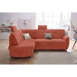 Sit & More Ecksofa SIT & MORE "Sonoma L-Form", orange (terra), B:246cm H:91cm T:176cm, Kunstleder SOFTLUX;Luxus-Microfaser ALTARA NUBUCK (100% Polyester);Luxus-Microfaser (90% Polyester, 10% Polyamid), Sofas, Ecksofa, wahlweise mit Bettfunktion und Bettkasten, Topseller