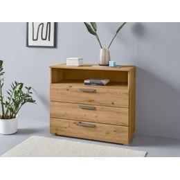 Schubkastenkommode Rauch "Oteli" Sideboards Gr. B/H/T: 93 cm x 81 cm x 42 cm, 3, braun (eiche artisan) Schubladenkommoden Inkl. Schubkasten-Inneneinteilung aus Holz, einfache Montage