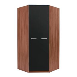 Eckkleiderschrank Priess "Barcelona Kleiderschrank Ecklösung Raumwunder" Schränke Gr. B/H/T: 95 cm x 193 cm x 95 cm, Tiefe Seitenteil 54 cm, mit Beleuchtung, schwarz (nussbaumfarben, schwarz) in 2 Tiefen Schrank Eckschrank Garderobe