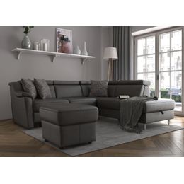 Sit & More Ecksofa SIT & MORE "Freetown L-Form", grau (anthrazit), B:252cm H:84cm T:216cm, Sofas, Ecksofa, inklusive Kopfteilverstellung und komfortablem Federkern