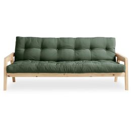 Schlafsofa Karup Design, gr&uuml;n (olivgr&uuml;n), B:204cm H:40cm T:90cm, Sofas, Schlafsofa, Mit Holzstruktur, inkl. Futonmatratze, Liegefl&auml;che 130x190 cm