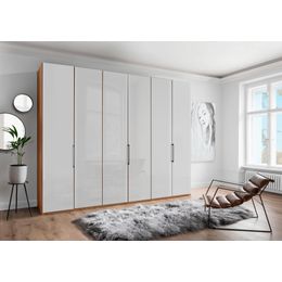 Drehtürenschrank Wiemann "Monaco, Made in Germany, höhenverstellbare Inneneinteilung" Schränke Gr. B/H/T: 295,2 cm x 216 cm x 58 cm, 6 St., braun (bianco, eiche, nachbildung, glas weiß) mit edler Glasfront und hochwertigen Beschläge inkl. Türdämpfung