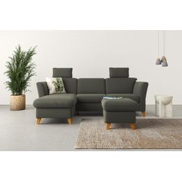 Ecksofa Home Affaire "Trelleborg L-Form", grau (anthrazit), B:249cm H:86cm T:162cm, 100% Polyester, Sofas, Ecksofa, Federkern-Polsterung, wahlweise mit Bettfunktion und Bettkasten