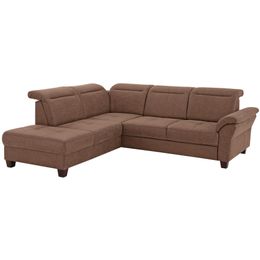 Ecksofa Home Affaire "Solvei L-Form", braun (haselnuss), B:260cm H:104cm T:235cm, Luxus-Microfaser Lederoptik (100% Polyester);Struktur (100% Polyester);Luxus-Microfaser ALTARA NUBUCK (100% Polyester), Sofas, Ecksofa, wahlweise auch mit Kopfteilverstellung und Bettfunktion, Federkern