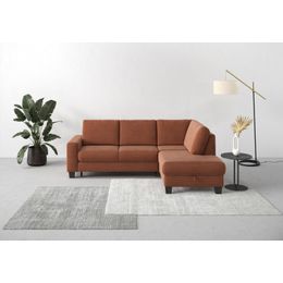 Ecksofa Home Affaire "Summer L-Form", rosa (kupfer), B:236cm H:91cm T:170cm, 95% Polyester, 5% Polyamid, Sofas, Ecksofa, mit Ottomane, mit oder ohne Bettfunktion und Bettkasten, Cord-Bezug