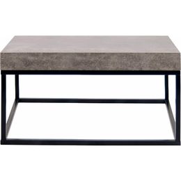 Couchtisch TemaHome "Petra" Tische Gr. B/H/T: 75 cm x 38 cm x 75 cm, grau (beton, optik, schwarz) Eckige Couchtische eckig Tisch mit einer Tischplatte in Beton-Optik und einem schwarzen Beingestell