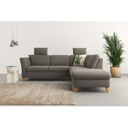 Ecksofa Home Affaire "Trelleborg L-Form", braun (schlamm), B:252cm H:86cm T:213cm, 100% Polyester, Sofas, Ecksofa, Federkern-Polsterung, wahlweise mit Bettfunktion und Stauraum