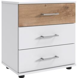 Nachtkommode wimex "Taiga" Sideboards Gr. B/H/T: 52 cm x 58 cm x 38 cm, 3, weiß (weiß, plankeneiche nachbildung) Nachtkonsolen und Nachtkommoden mit 3 Schubladen, 52cm breit