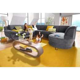 Wohnlandschaft Trendmanufaktur "Rondo, U-Form", grau (anthrazit), B:320cm H:85cm T:94cm, Softlux-Kunstleder;Primabelle-Microfaser;NaturLeder (handschuhweiches Rindsleder in Sitz und Rücken mit SOFTLUX-Kunstleder als Korpus-Bezug);Struktur (23% Polyacryl, 77% Polyester), Sofas, inkl.Federkern, wahlweise mit Bettfunktion
