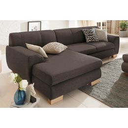 Ecksofa Home Affaire "Nika L-Form", braun, B:277cm H:84cm T:84cm, Struktur fein (100% Polyester);100% Polyester/ 85% Polyester+15% Polyacryl Melrose/Struktur, Sofas, Ecksofa, Polsterecke, Struktur fein oder Melrose/Struktur, mit Bettfunktion