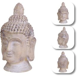 Hago - Buddha Statue Skulptur Figur Indien Asien Yoga Meditation Deko Feng Shui Steinoptik Outdoor Dekoration Kopf - beige - 55 cm