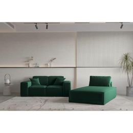 Sofa Set 2-teilig Sezlong und Sofa 2-Sitzer celes premium Stoff Opera Velvet Grün