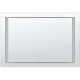 Beliani Badspiegel Silber 80 x 60 cm Kunststoff mit led Beleuchtung Rechteckiger Modern