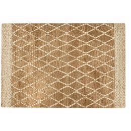 Beliani - Teppich Beige Jute Rechteckig 160x230 cm Geometrisches Muster Handgewebt Boho Kurzhaar für Fußbodenheizung Wohnzimmer Schlafzimmer