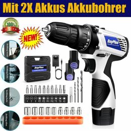 Akkuschrauber Akku-Bohrschrauber led Bohrmaschine Koffer Tool mit 2x Akkus Set