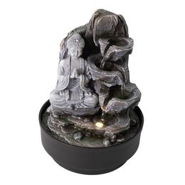 Lemodo Zimmerbrunnen mit LED-Beleuchtung, Dekobrunnen “Buddha Anjali Mudra”